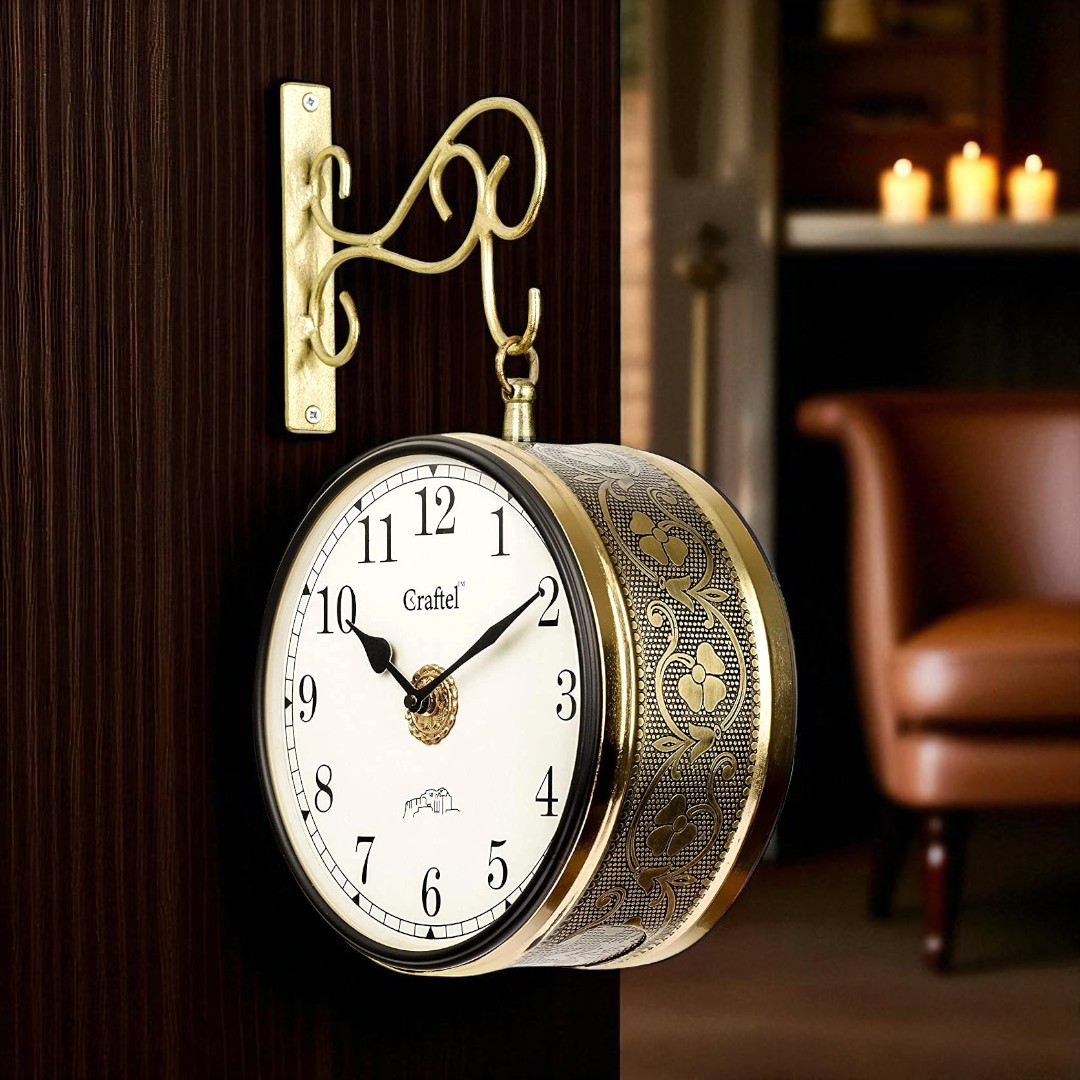 Double Sided Iron Platform Clock - Ancient Crafting